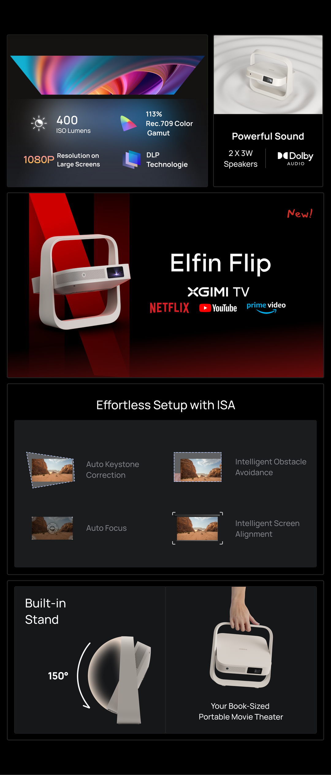 Elfin Flip Portable Projector with Stand | XGIMI